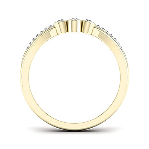 DZON 10K Yellow Gold 1/10CT TDW Diamond Crown Ring Love Gift for Women(I-J,I2)