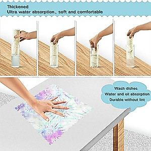 FRODOTGV Colourful Tie Dye Wheel Print Microfiber Cleaning Cloths Holiday Hawaiian Tea Towels Terry Dish Cloths for Kitchen Kitchen Hand Towels Cute