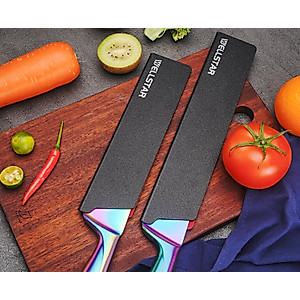 WELLSTAR Knife Edge Guards Set, 2 Piece Universal Blade Covers, BPA Free ABS Protective Blade Sheaths, Non-Scratch Felt Lining Kitchen Knives Covers (Knives not included)