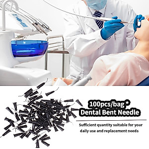 Blunt Tip Needle, 100 Pcs 20G Black Bent Dispensing Tips, Flow Dispensing Needle Tips, Disposable Dental Irrigation Fluid Needle Tips for Oil or Glue Applicator