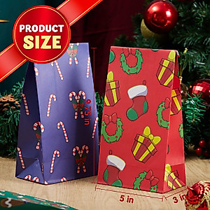 JOYIN 72 PCS of Christmas Holiday Goody Bags; 12 Assorted Christmas Designs Goodie Bags for Classrooms, Party Favors, Small Gift Bags, Kraft Bags and Christmas Craft Bags