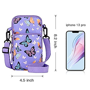 Choco Mocha Kids Cell Phone Purse for Girls, Butterfly Girls Crossbody Purse, Little Girls Purse for Kids 6-8 9-10, Wallet for Girls, Purple