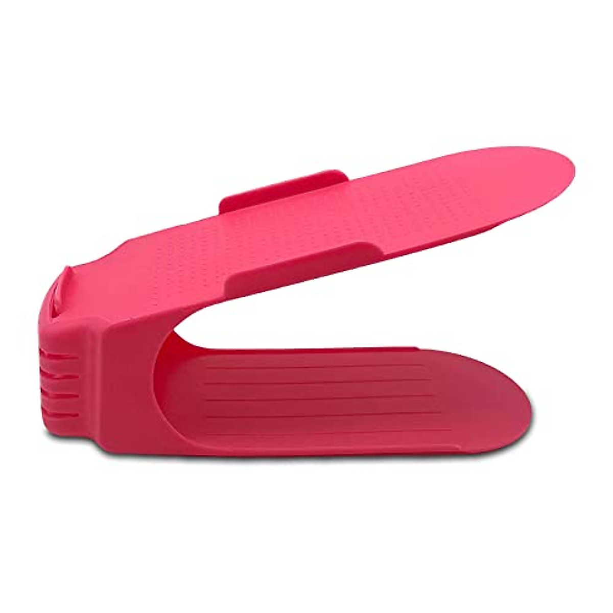 TMD Healthcare Shoe Slots Organizer - Compact Anti Slip Adjustable Double Deck Shoe Space Savers, Easy to Assemble for Your Shoes, Sandal & Boots, Maximize Closet Storage Capacity | Set of 6 (Pink)