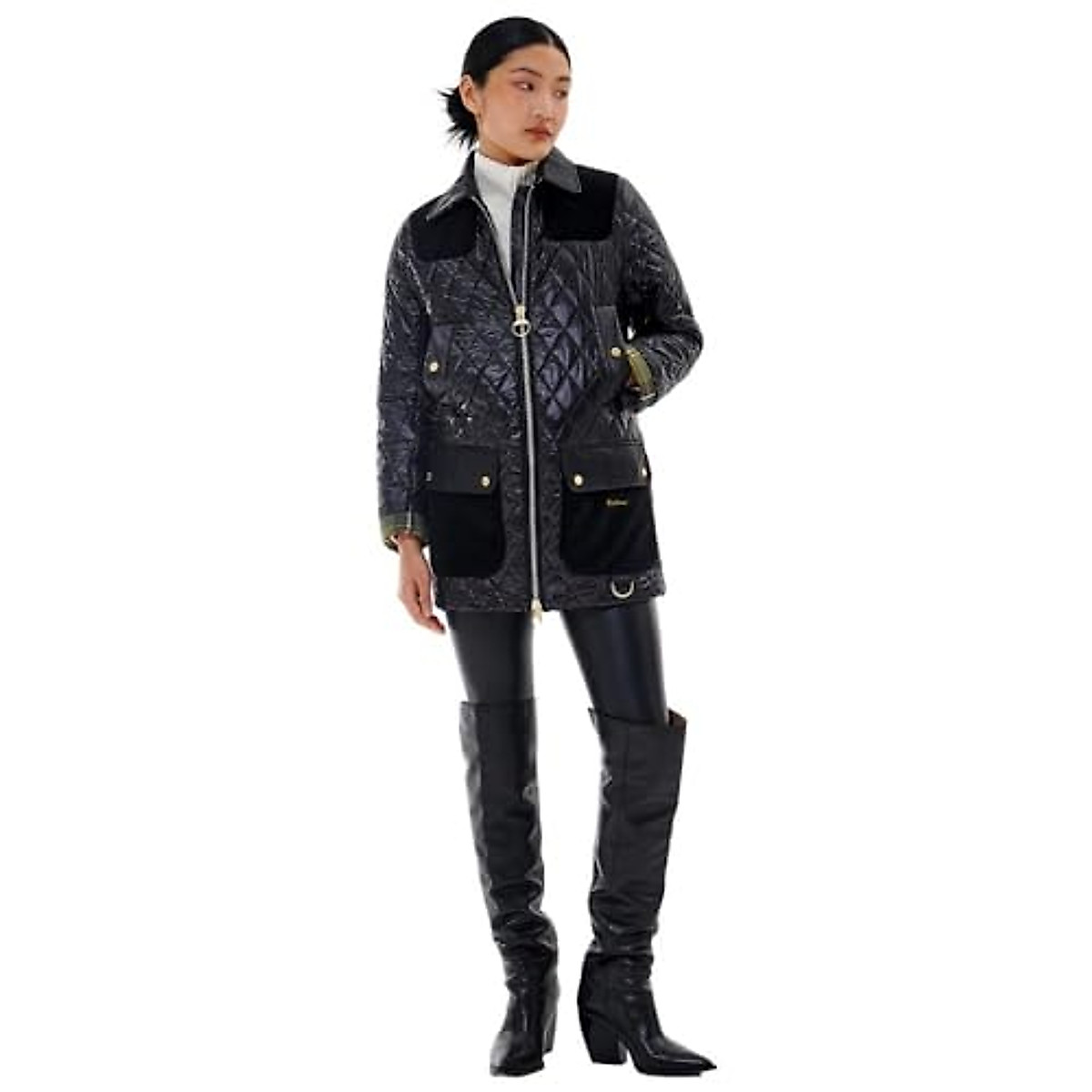 Barbour Women's Premium Carlton Quilted Jacket, Black/Classic (US, Numeric, 14, Regular, Regular)