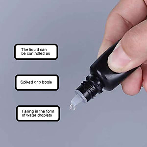 Snadulor 60pcs 5ml empty black plastic squeezable dropper bottle with protective cap,eye drop bottle(Black Cap)