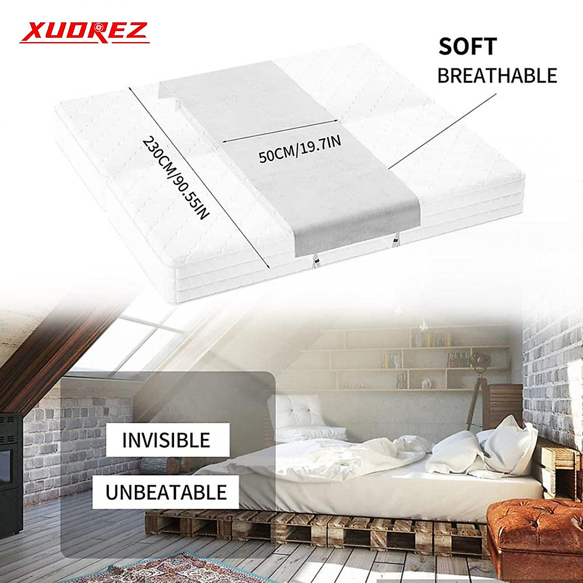 XUDREZ Home Bed Bridge, Twin to King Mattress Connector Converter Kit with Split King Bed Gap Filler Mattress Connector Adjustable Strap with Anti Slip Dual Loop Design to Create King and Queen