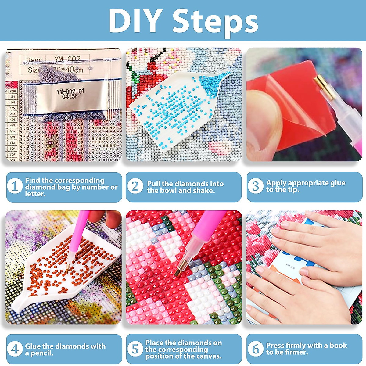 hkejoi Stitch Diamond Painting Kits,Stitch Diamond Art Kits 4 Pack,DIY 5D Stitch Diamond Painting 4 Pack,Home Wall Decor and Gifts 12x16in