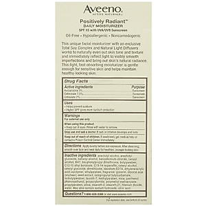 Aveeno Positively Radiant Daily Face Moisturizer with Broad Spectrum SPF 15 Sunscreen and Soy Extract, 4 fl. oz