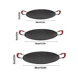 Korean BBQ Grill Pan, Non Stick with Anti Scalding Handle Round Barbecue Gill Plate for Gas Ceramic Stove(30cm)