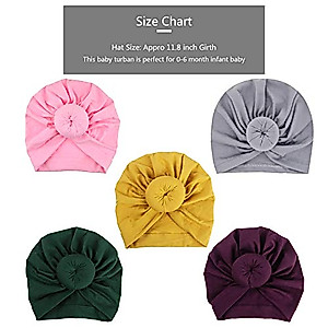 DRESHOW BQUBO 5 Pieces Baby Turban Hats Turban Bun Knot Baby Infant Beanie Baby Girl Soft Cute Toddler Cap
