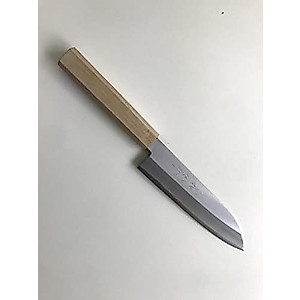 Goh Umanosuke Yoshihiro Small Santoku Knife, silver,brown
