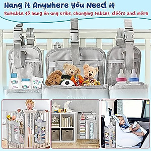 CIEUDY 3-in-1 Hanging Diaper Organizer Storage for Baby, Hanging Diaper Organizer for Changing Table, Playard, Wall & Door, Gifts for New Mom after Birth（Included High Contrast Baby Book）