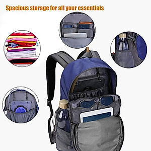 G4Free 35L Hiking Backpack Water Resistant Outdoor Sports Travel Daypack Lightweight with Rain Cover for Women Men (Dark Blue)