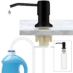 Dish Soap Dispenser for Kitchen Sink Built in Soap Dispenser Stainless Steel Soap Pump with 47" Extension Tube and 300ml Bottle Matte (Black)