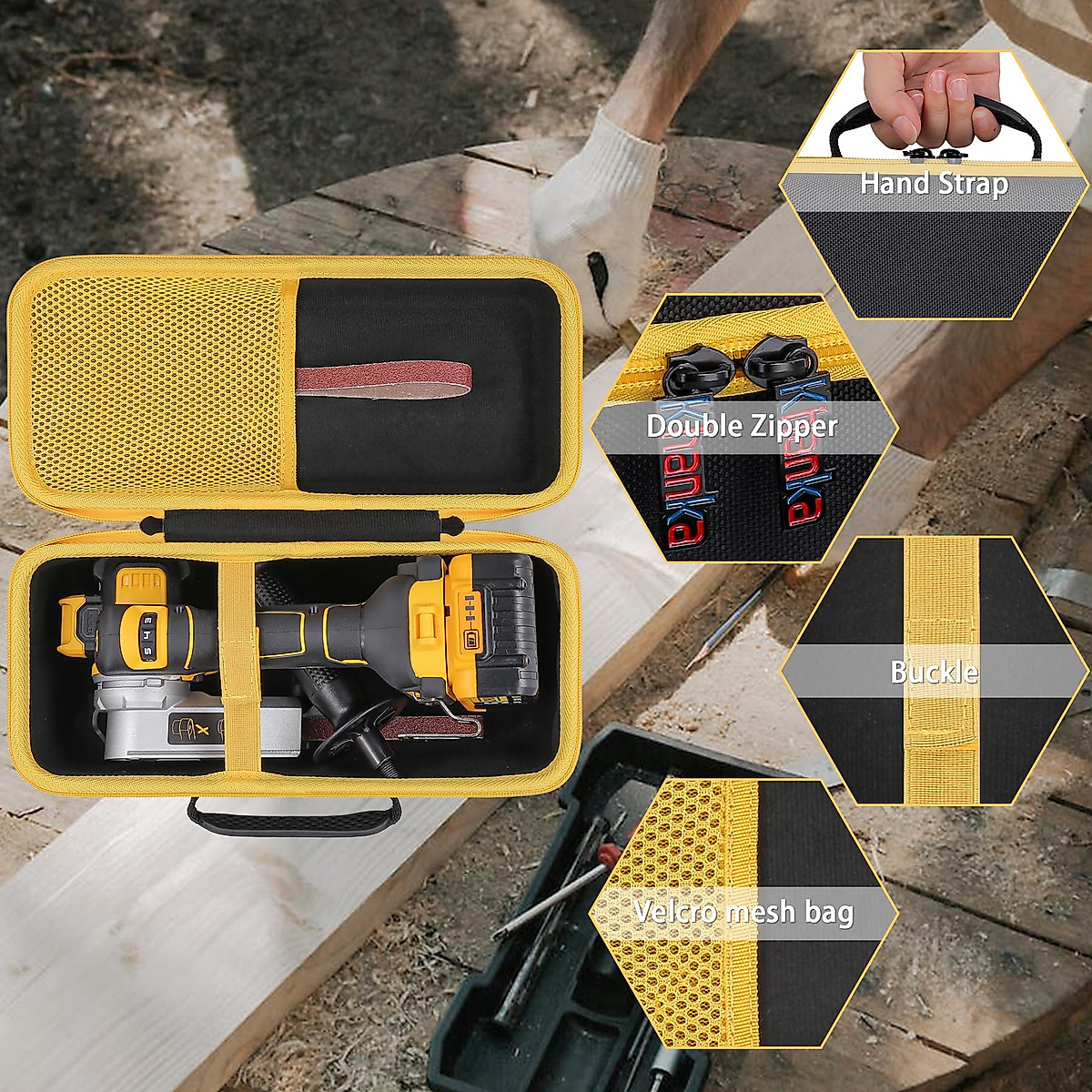 khanka Hard Travel Case Replacement for DEWALT DCM200B 20V MAX XR Cordless Bandfile Power Tool Belt Sander,Case Only.