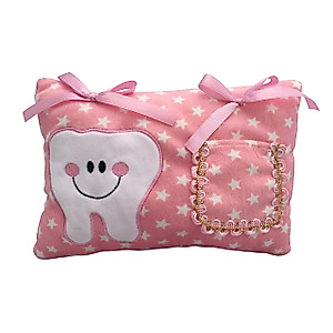 APOWUS Girls Tooth Fairy Kit with Pink Pillow, Wood Box Organizer, 20 Letters