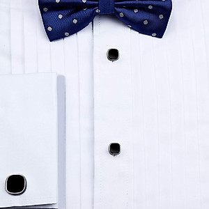 Cufflinks and Studs for Men-Black Stone Mens Fashion Gun-Black Cufflinks and Tuxedo Shirt Studs set for Regular Weeding Business Accessories