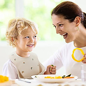 JaGely 6 Pcs Baby Silicone Bibs Soft Adjustable Fit Baby Bibs Waterproof Feeding Silicone Bibs with Food Catcher Pocket for Toddlers Girls Boys