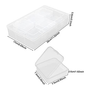 13Pcs Beads Storage Containers Box, Mixed Sizes Clear Plastic Storage Cases with Hinged Lid, Empty Plastic Boxes for Jewelry, Earring, Rings, Keys, Coins, Easy to Distinguish(Clear)