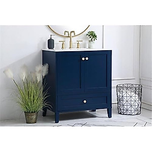 Elegant Kitchen and Bath 30 inch Single Bathroom Vanity Cabinet - Blue