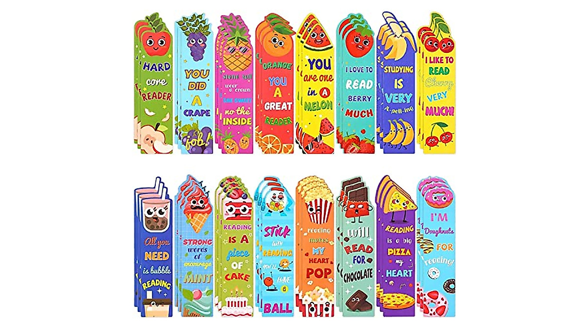 Kids Scented Bookmarks with Fruit & Food Themes - 48 Pack