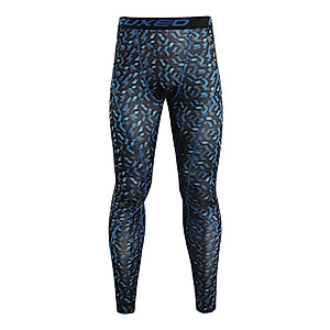 ARSUXEO Men's Compression Tights Running Pants Baselayer Legging K3 Mi Blue Size Large