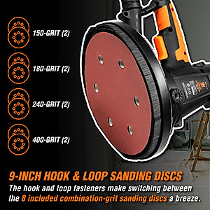 WEN DW1085 10-Amp Variable Speed Handheld Drywall Sander with Dust Hose and Collection Bag , Black