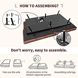 Opoiar Leather Futon Sofa Bed,Convertible Memory Foam Couch Bed,Futon Sets Daybed with Mattress Included,Folding Modern Sleeper Sofa Love seat for RV Car Living Room&Bedroom Small Space,Brown