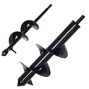 Ljliudu 1.6X8.7 &4 x 12 inch Auger Drill Bit fot Planting, Garden Plant Auger for 3/8 inch Hex Drive Drill, Black
