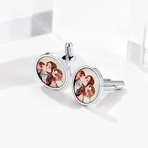 Custom4U Picture Cufflinks for Men Custom Cuff links with Photo Father of the Bride Cufflinks Memorial Gift for Groom Wedding