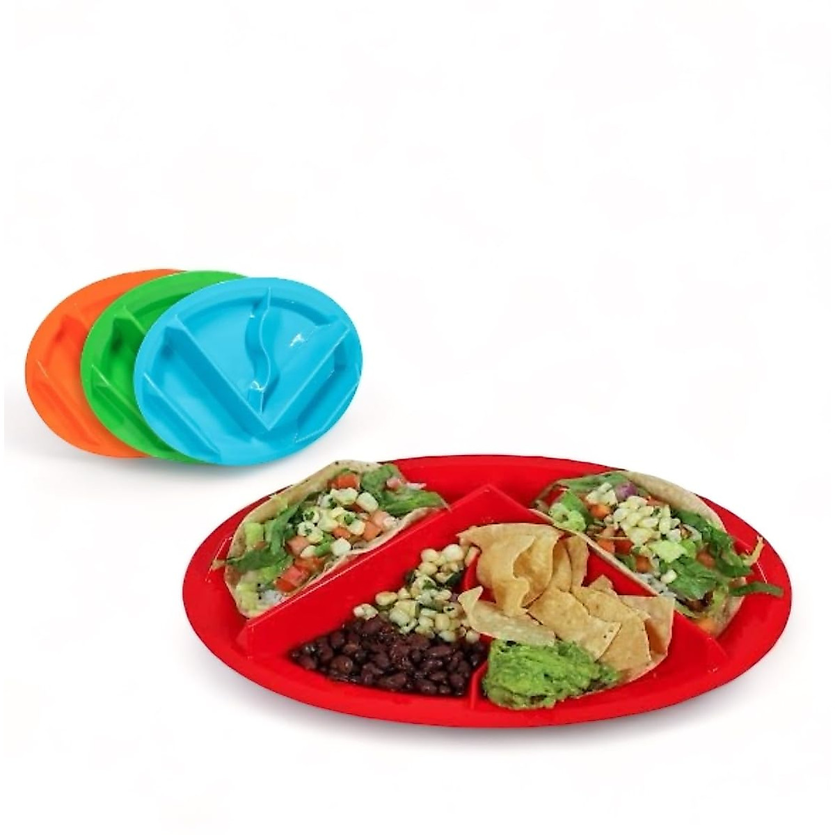 Jarratt Industries Big Fiesta Taco Holder, Taco Serving Trays with Stand Up Holder for Extra Large Tortillas and Tacos, Use for the Biggest Appetites on Taco Nights and Bar, Microwave Safe, Set of 4