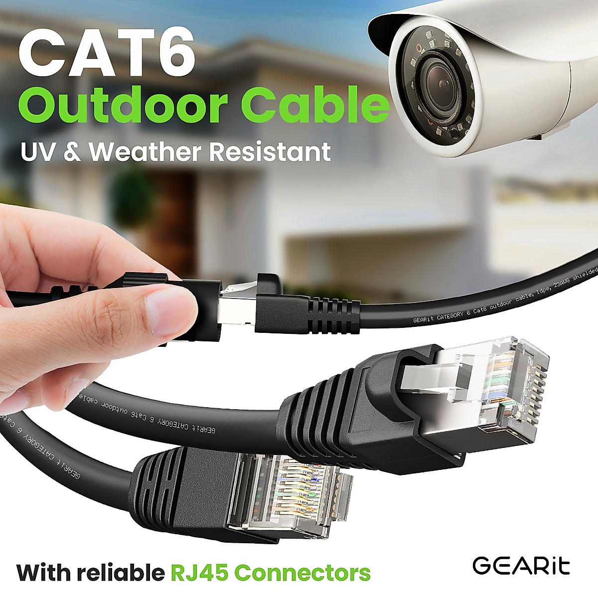 GearIT Cat6 Outdoor Ethernet Cable (200ft) 23AWG Pure Copper, FTP, LLDPE, Waterproof, Direct Burial, In-Ground, UV Resistant, POE, Network, LAN, Internet, Cat 6, Cat6 Cable - 200 Feet