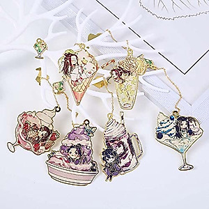 Book Markers Fringed Anime Tassel Pagination Mark Grandmaster of Demonic Wei Wuxian Pendant Metal Stationery LAN Wangji Hollow Bookmark(F)