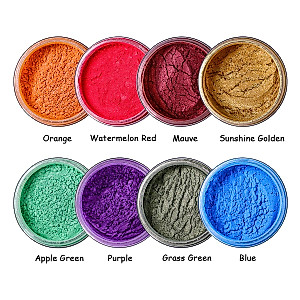 Mica Powder - 120g Natural Epoxy Resin Dye Set - Pearlescent Color Pigment for Soap Making, Slime, Nail Polish, Bath Bomb, Paint Colorant (8 Colors)