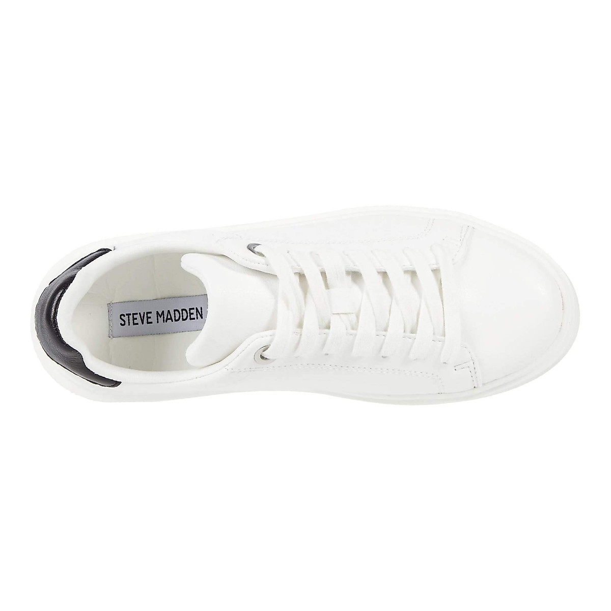 Steve Madden Women's Catcher Sneaker, White Black, 7