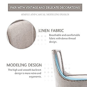 Kiztir Upholstered Dining Chairs Set of 2, Farmhouse Dining Chairs with Solid Wood Legs, Nailhead Trim, Tufted Dining Chair for Kitchen/Living Room/Bedroom (Beige)