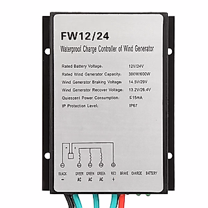 Wind Turbine Controller, 12/24V IP67 Waterproof Generator Controller Wind Turbine Automatic Controller for 300W/600W Wind Turbine System