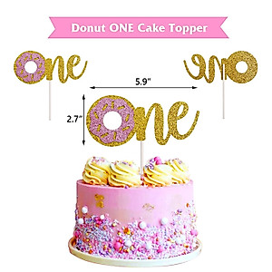 Vansolinne Donut 1st Birthday Party Decorations Kit, Sweet One High Chair Banner Donut Grow Up Photo Booth Props Party Supplies Cake Topper First Birthday Gifts and Souvenir for Baby Girl