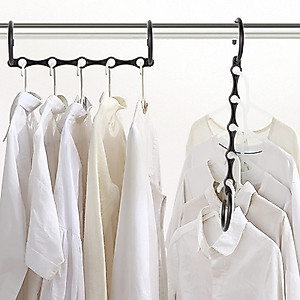 ZEDODIER Space Saving Hangers，Magic Hangers 10 Pack Sturdy Plastic Closet Space Saver Closet Organizer（Black）