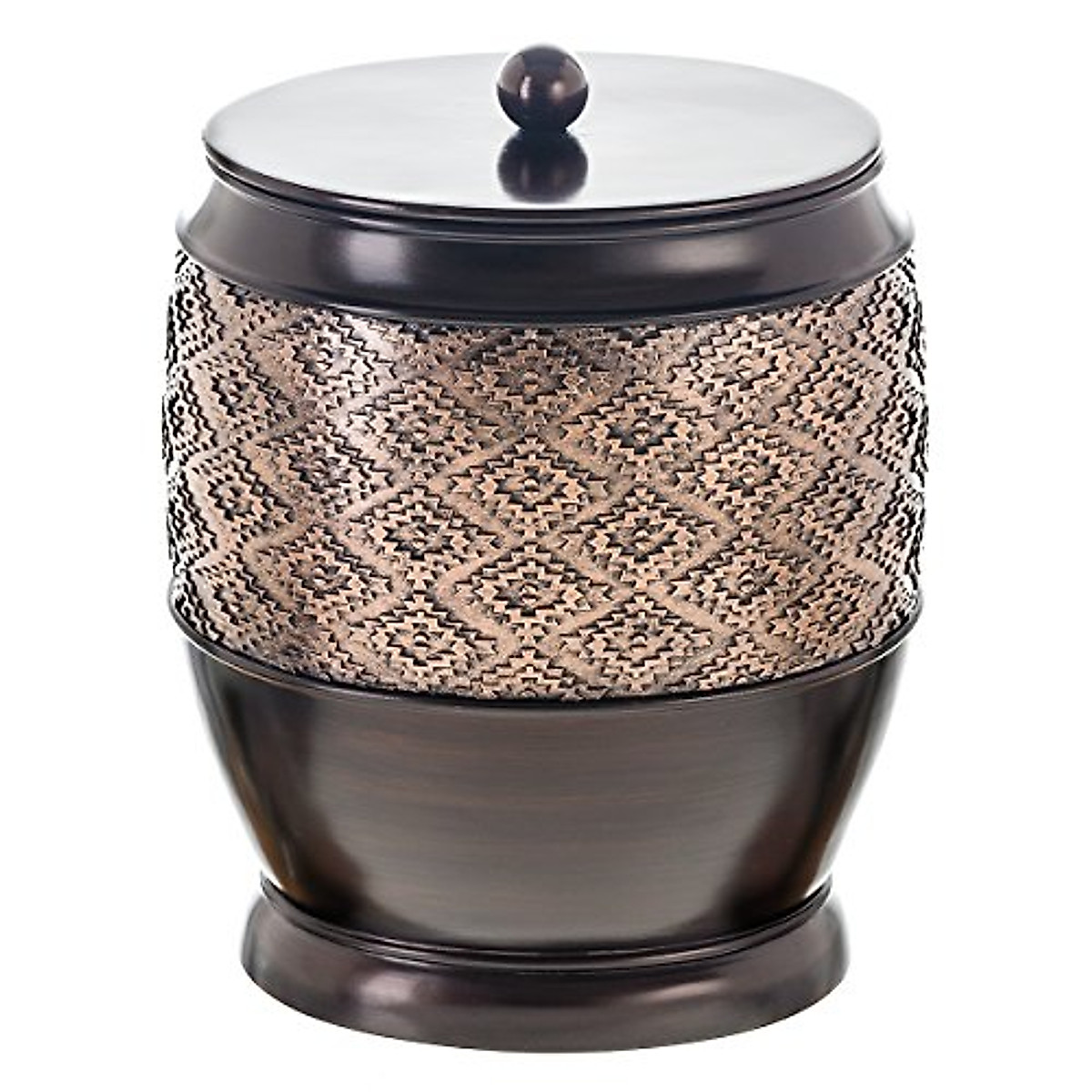 Creative Scents Dublin Small Trash Can with Lid - Decorative Waste Basket, Durable Resin Slim Bathroom Covered Garbage Can Wastebasket Bin for Diaper/Paper (Brown)