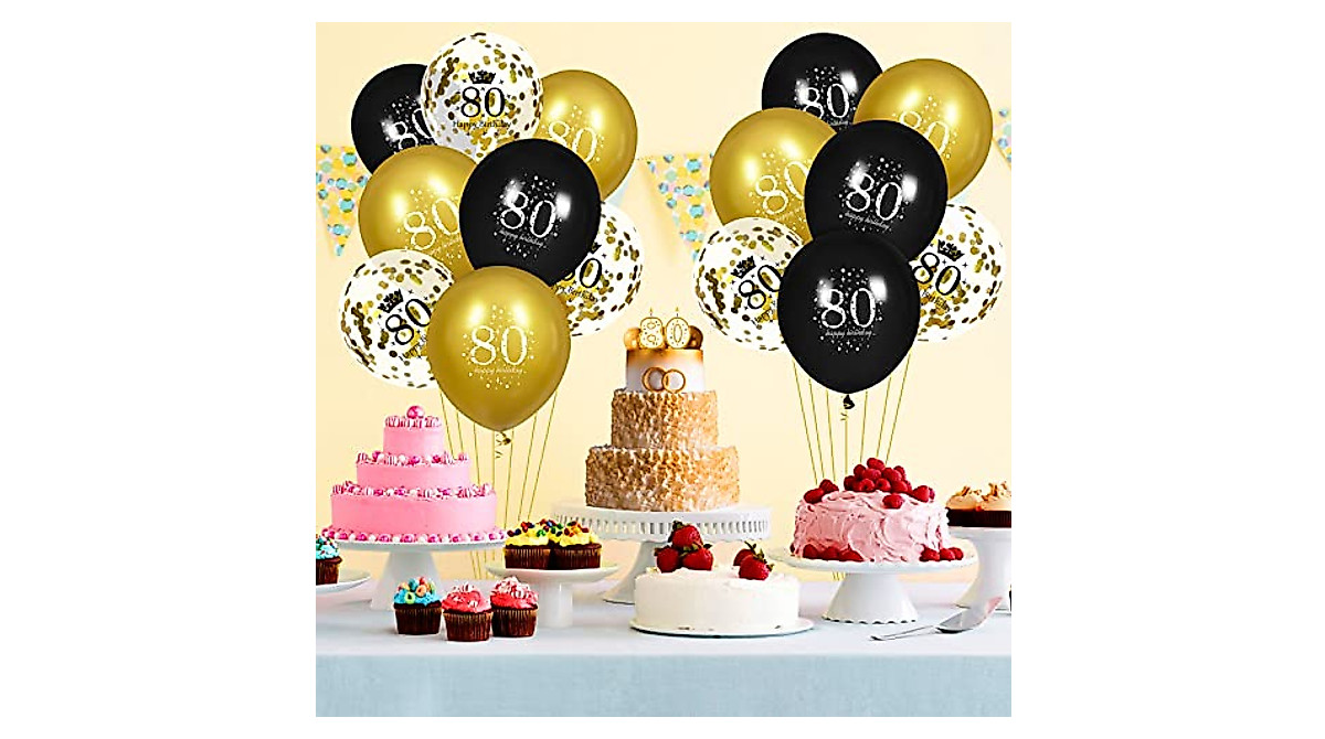 Celebrate with 80th Birthday Balloons - 15 Pcs in Black Gold