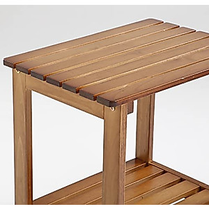 BplusZ KD-50N Outdoor Porch Wooden Side Table for Patio Lawn Garden Rectangular End Tables with Storage Brown