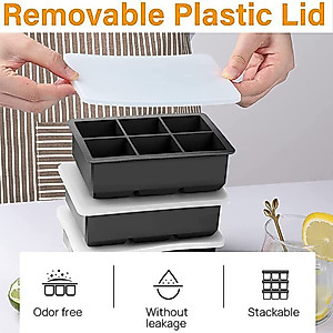 CHANCALCAL Ice Cube Trays, Silicone Sphere Whiskey Ice Maker with Lids, Large Square Ice Cube Molds, Suitable for Cocktails & Bourbon, Reusable & BPA Free