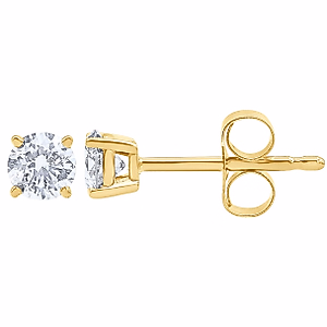 Beyond Brilliance 0.33 Carat Round Diamond Stud Earrings for Women | 14K Yellow Gold Earrings (I-J, I2-I3) | Fine Jewelry for Her | Timeless Design | Gift Box Included