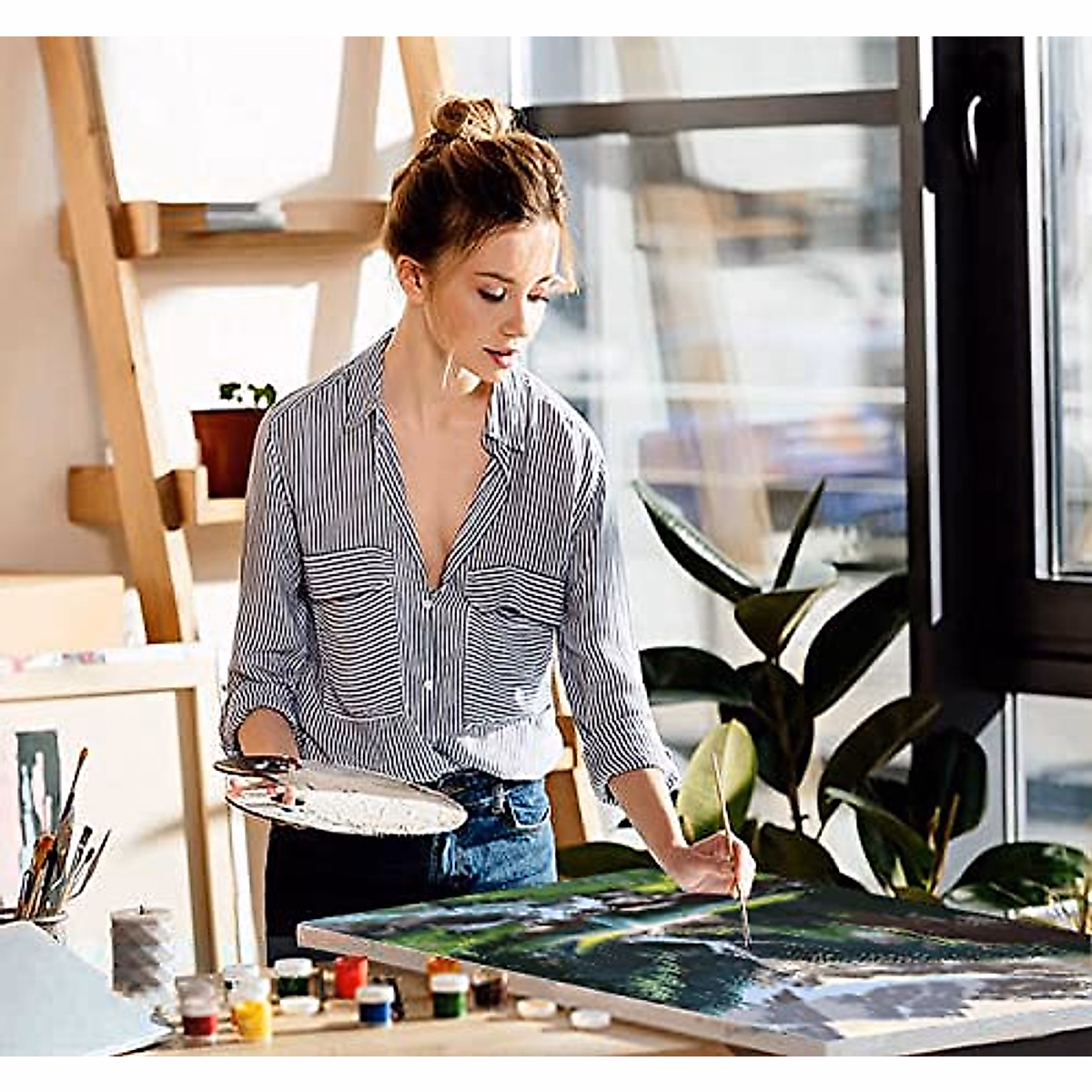 Paint by Number Mountains waterfall DIY Painting On Canvas, Paintwork with Paintbrushes Acrylic Paints,Perfect for Paint by Numbers for Adults and Kids Students Beginner, for Home Wall Decor16x20 Inch