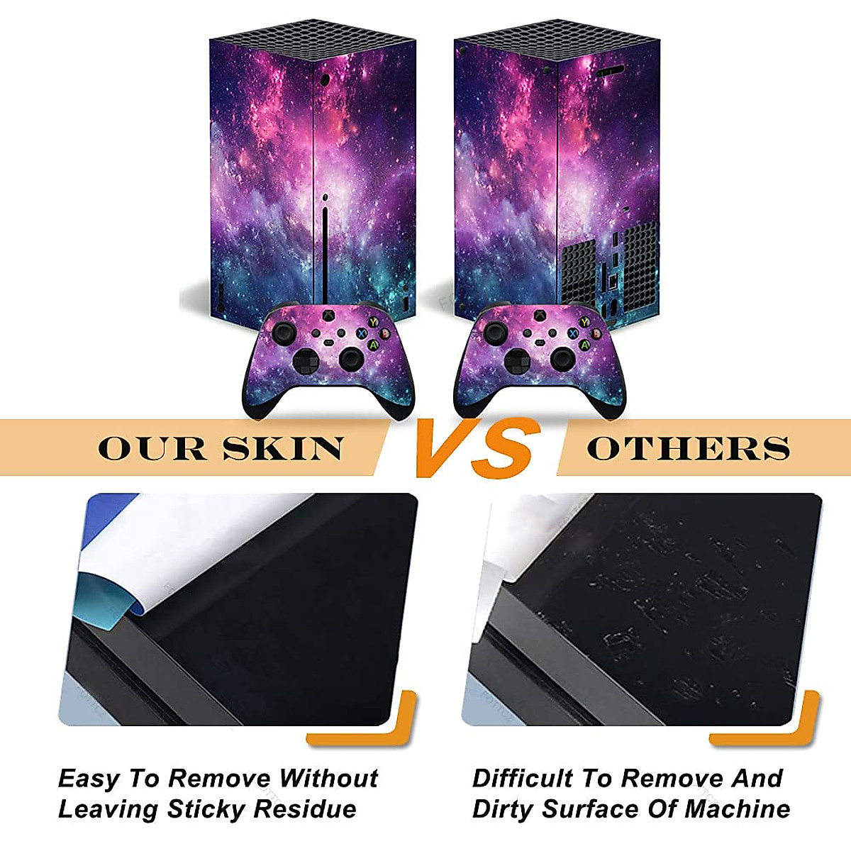 FOTTCZ Vinyl Skin for Xbox Series X Console and Controllers, Sticker Decal Protect Xbox Series X Devices - Light Purple Ancient Nebula