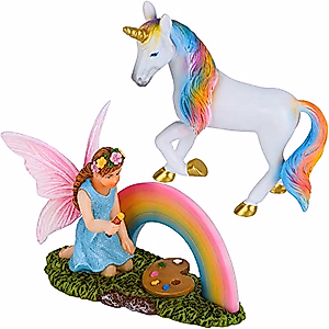 Mood Lab Fairy Garden - Unicorn Rainbow Set of 2 pcs - Miniature Figurines & Accessories Kit
