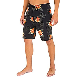 Hurley Men's Standard Printed 20" Stretch Board Shorts, Black, 30IN