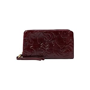 HOBO Eliza Small Zip Around Wallet For Women - Leather Construction With Interior Key Clip, Functional and Charming Wallet Merlot One Size One Size