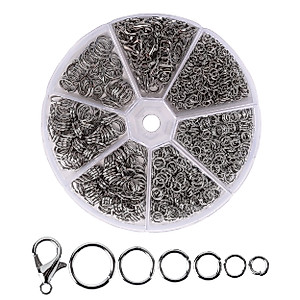 Mr. Pen- Open Jump Rings, Silver, 1014 pcs, 6 Sizes Open Jump Rings for Jewelry Making, Silver Jump Rings and Lobster Clasps, Jewelry Jump Rings Silver, O Rings for Jewelry Making